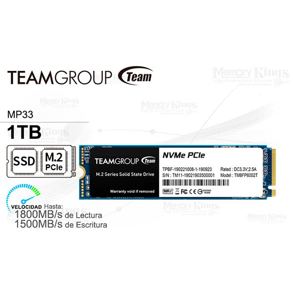 UNIDAD EN ESTADO SOLIDO MP33 M.2 PCIE SSD, 1TB, DC +3.3V ...